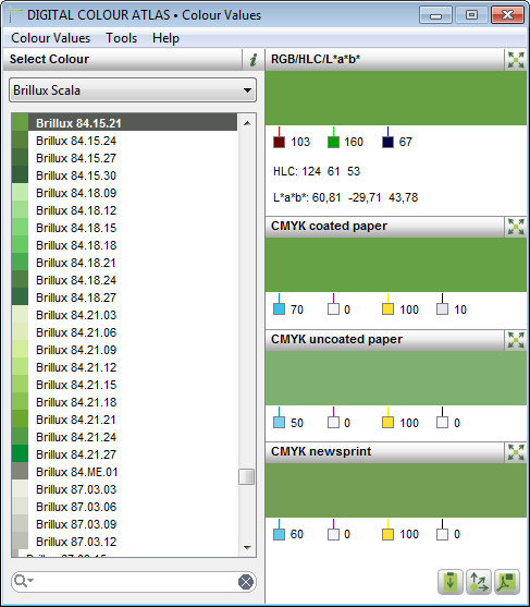 DIGITAL COLOUR ATLAS 5.0 · Colour Values